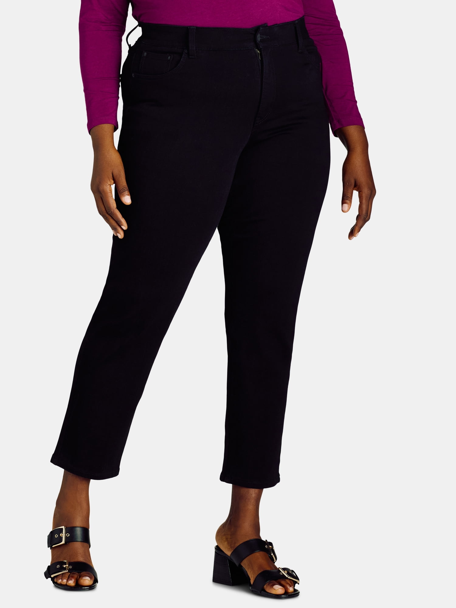 Terra & Sky Plus High Rise Straight Leg Jeans with Comfort Waistband ...