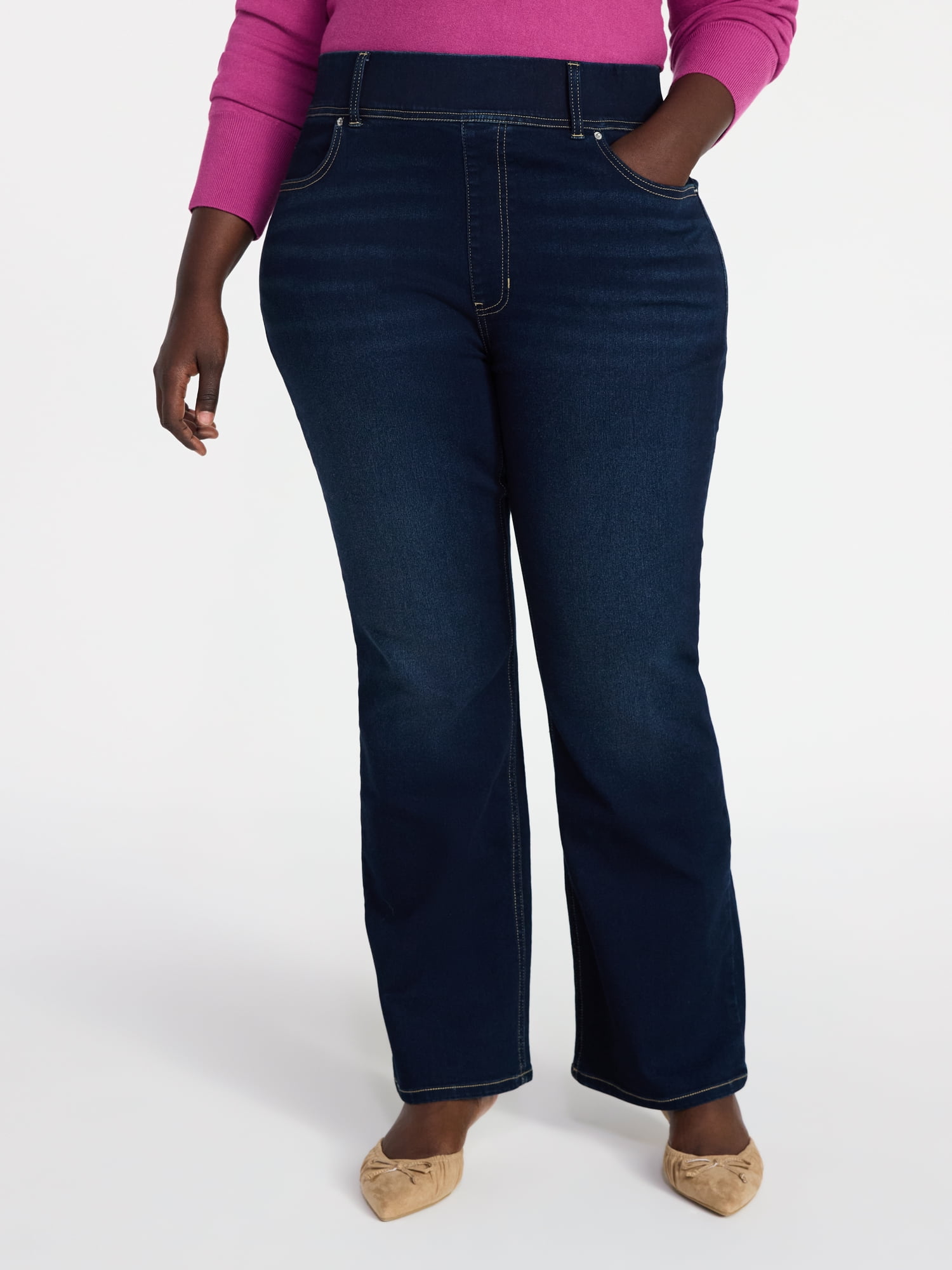 Terra & Sky Women's Plus Size Pull On High Rise Bootcut Jeggings, 31 ...