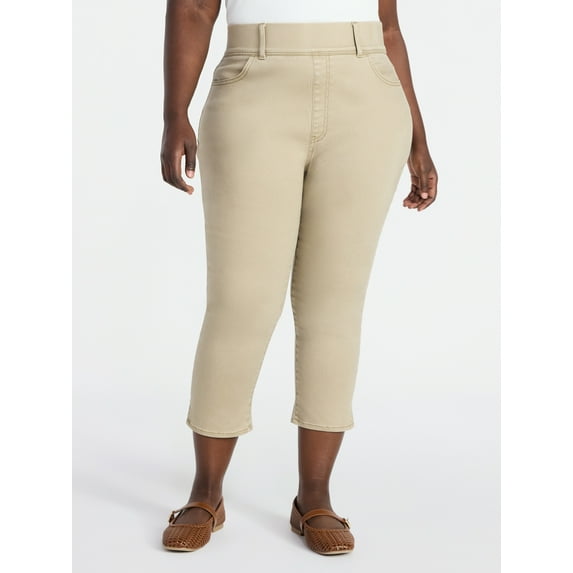 Terra & Sky Women's Plus Size Pull On High Rise Capri Jeggings, 23 ...