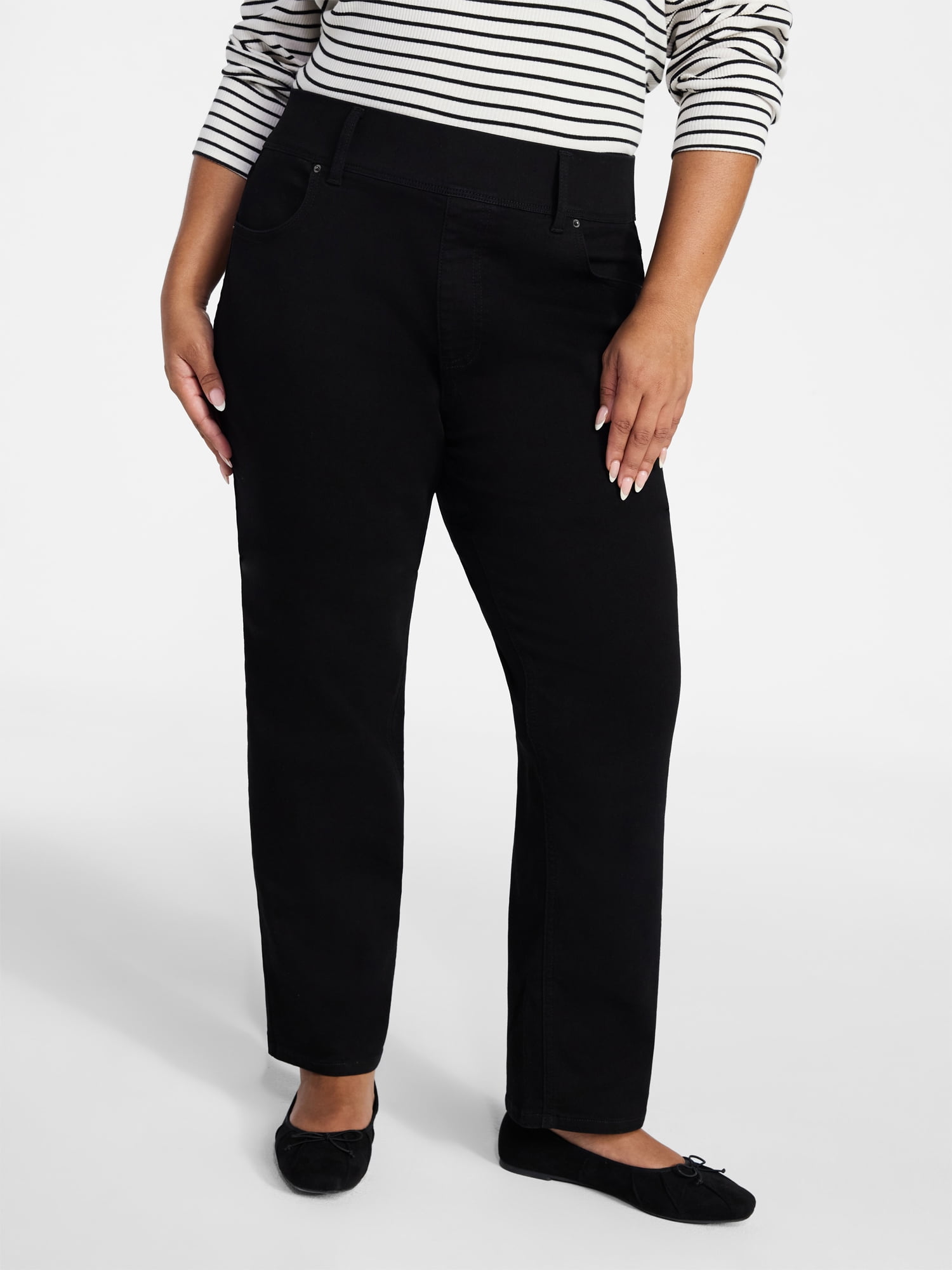 Terra & Sky Women's Plus Size Pull On High Rise Straight Leg Jeggings ...