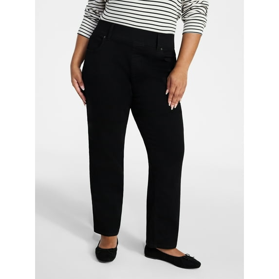 Terra & Sky Women's Plus Size Pull On High Rise Straight Leg Jeggings ...