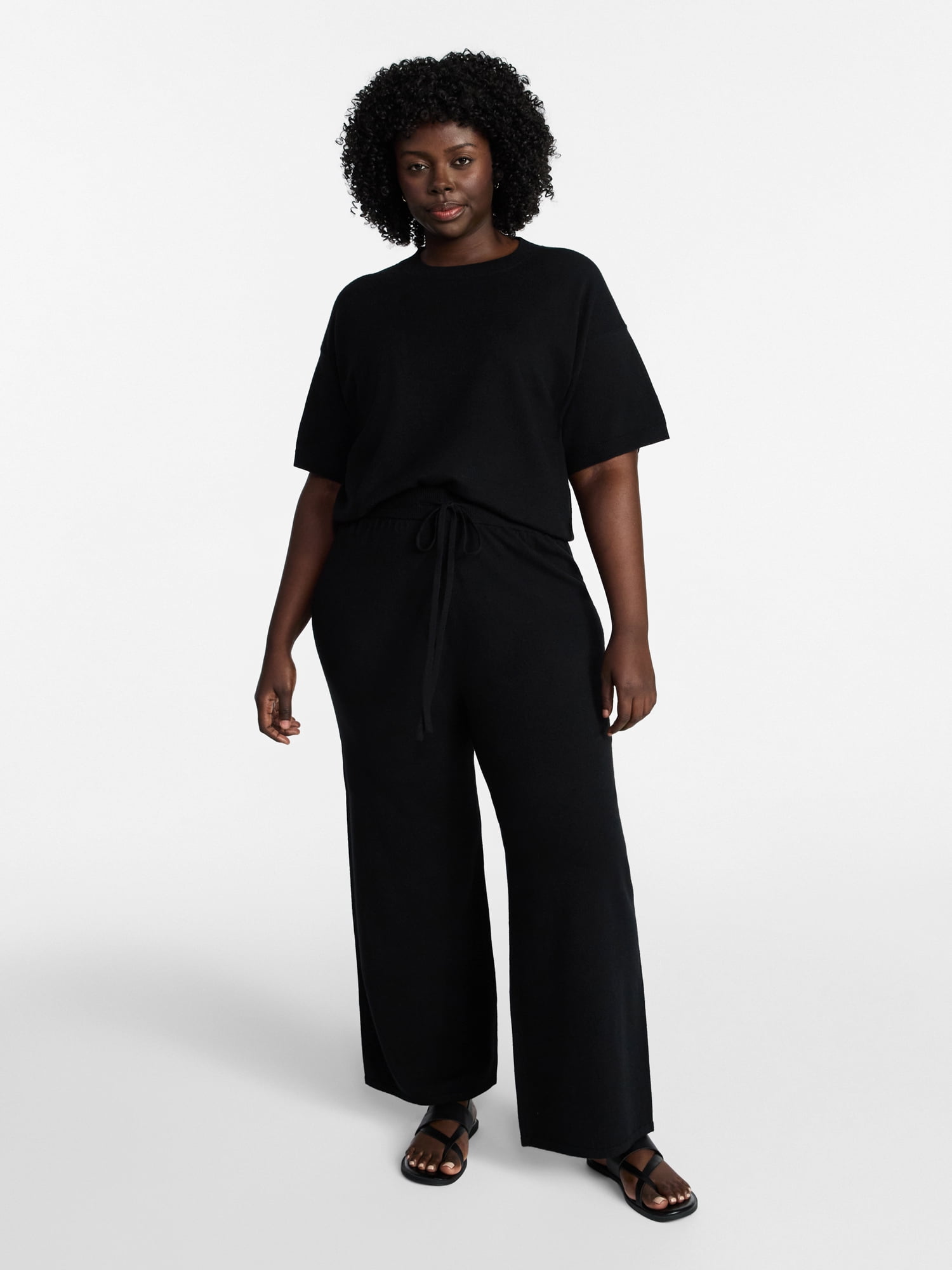 Terra & Sky Women's Plus Size Short Sleeve Sweater and Pants Set, 2 ...