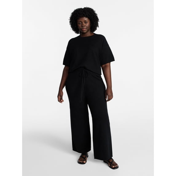 Terra & Sky Women's Plus Size Short Sleeve Sweater and Pants Set, 2 ...