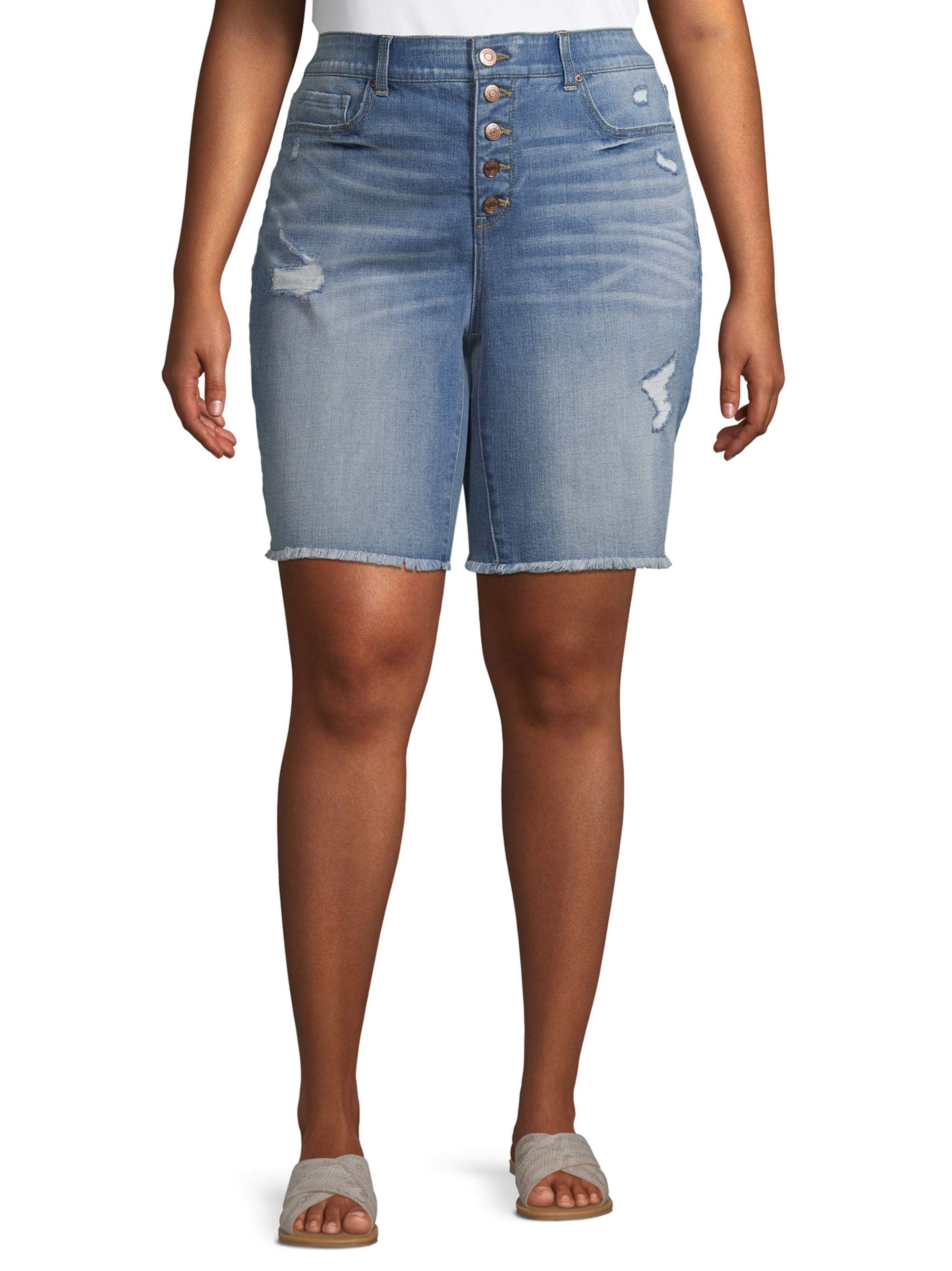 Terra & Sky Women's Plus Size 10 inch Bermuda Short with 5 Button Fly ...
