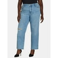 Terra & Sky Women's Plus High Rise Relaxed Straight Leg Jeans, 30 ...