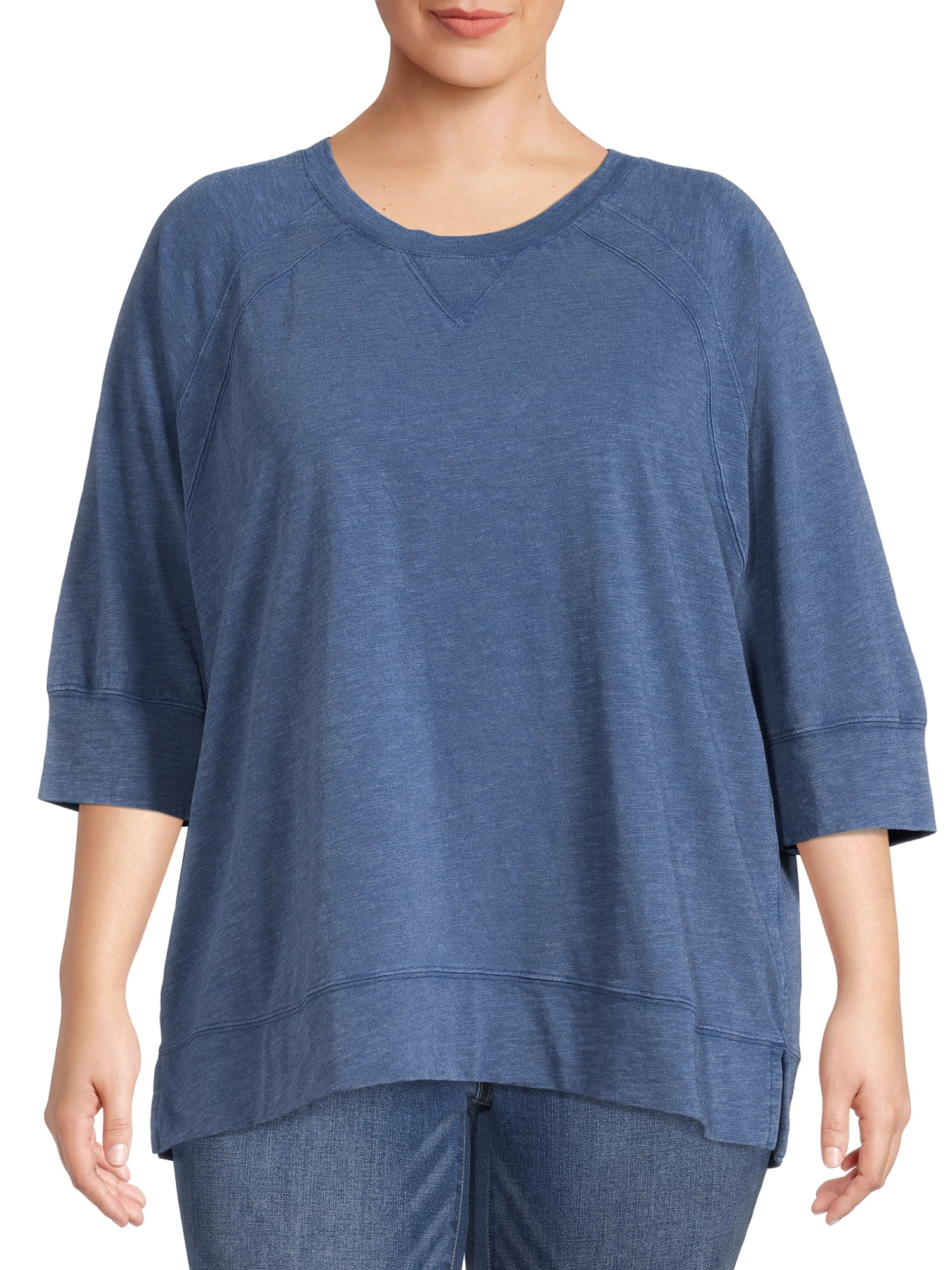Terra & Sky Plus Size Acid Wash Raglan Tee - Fit - Walmart.com