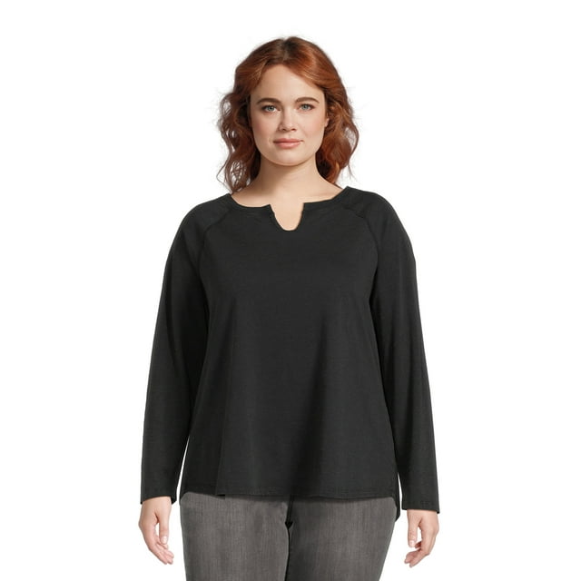 Terra & Sky Women's Plus Size Acid Wash Raglan Top - Walmart.com