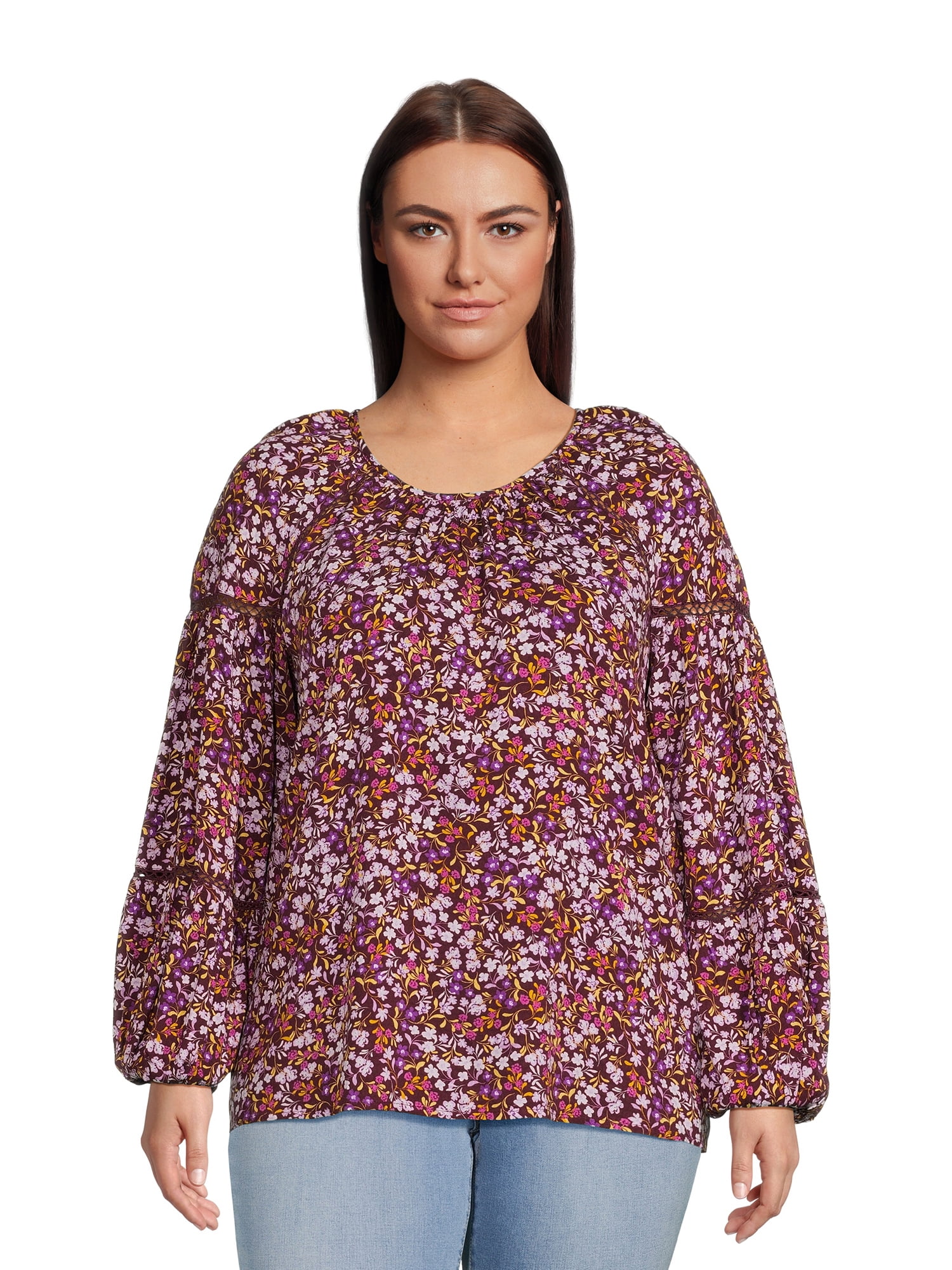 Terra & Sky Women's Plus Size Balloon Sleeve Top - Walmart.com