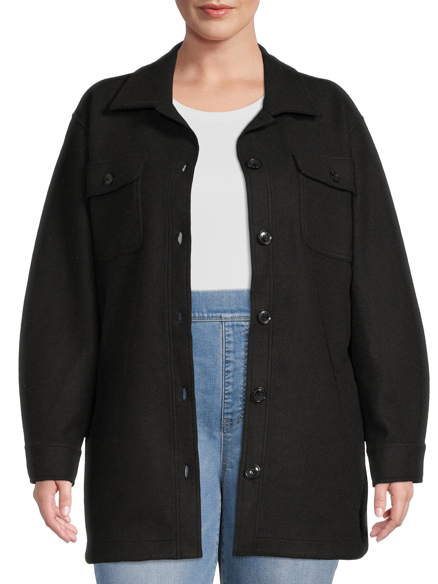 Terra & Sky Women's Plus Size Belted Shacket - Walmart.com
