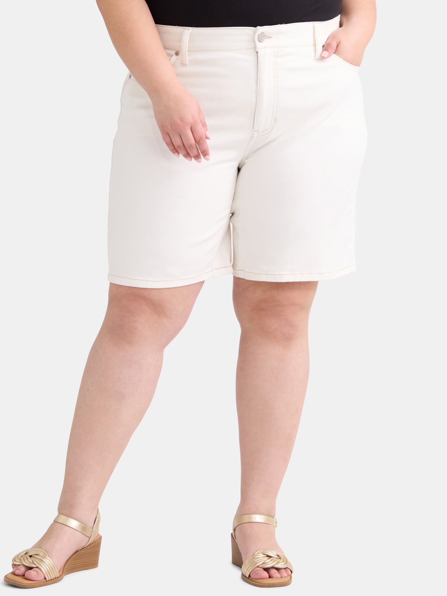 Terra & Sky Women's Plus Size Bermuda Shorts, 9-Inch Inseam, Relaxed ...