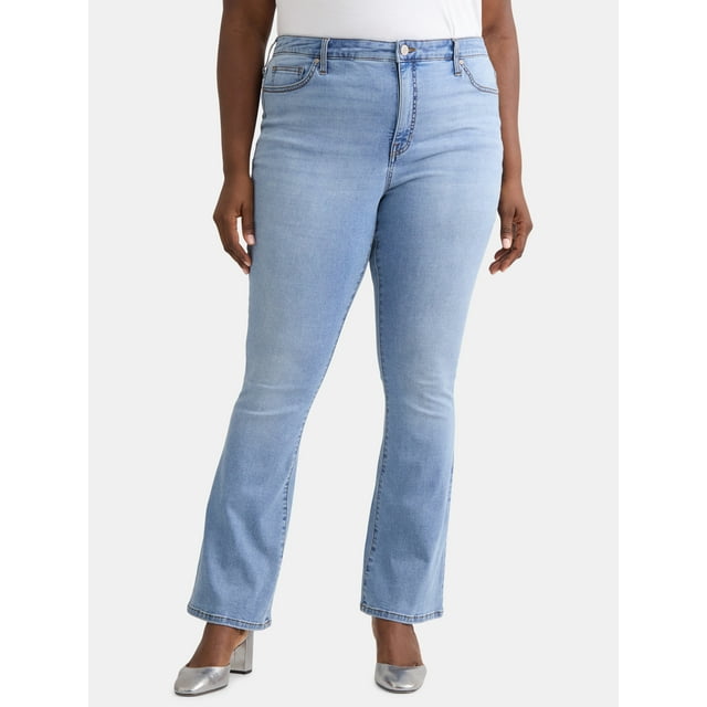 Terra & Sky Women's Plus Size Bootcut High Rise Jeans, 32” Inseam ...