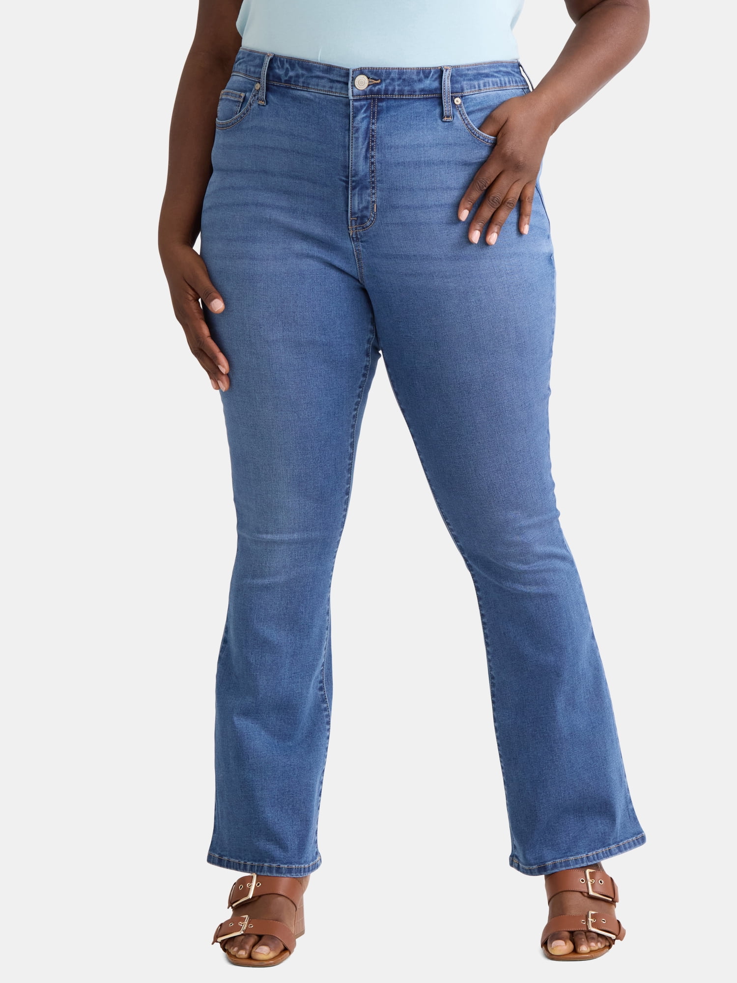 Terra & Sky Women's Plus Size Bootcut High Rise Jeans, Available in ...