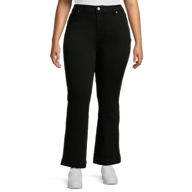 Terra & Sky Plus Size Bootcut Side Slit Stretch Denim Jeans, 31 Inseam ...