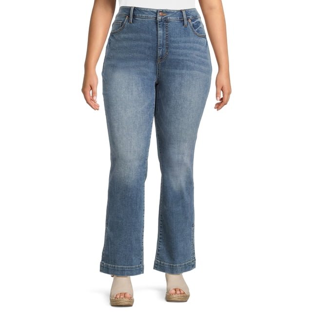 Terra & Sky Women's Plus Size Bootcut Side Slit Jeans, 31" Inseam ...