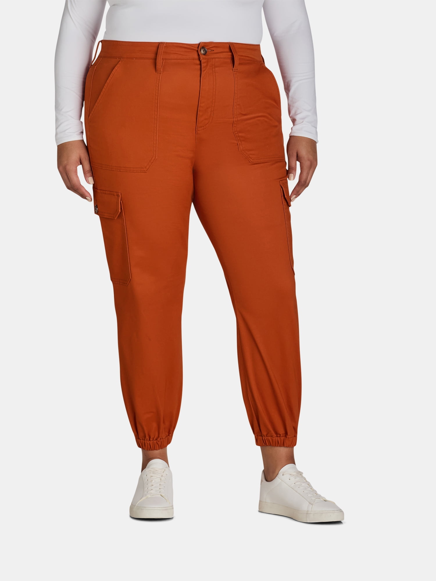 Terra & Sky Women's Plus Size Cargo Jogger Pants, 28” Inseam, Sizes 16W ...