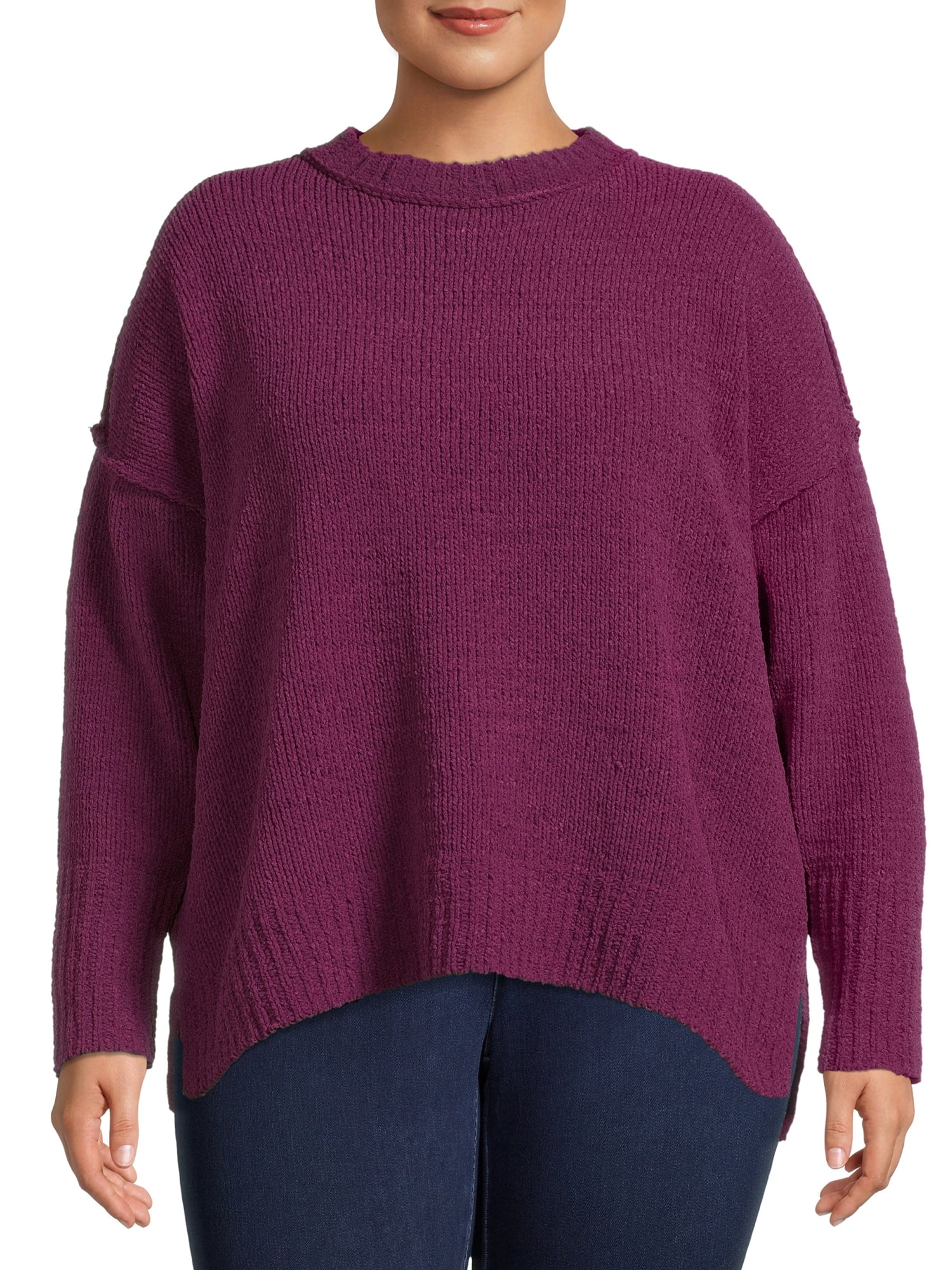 Terra & Sky Women's Plus Size Chenille Crewneck Sweater - Walmart.com
