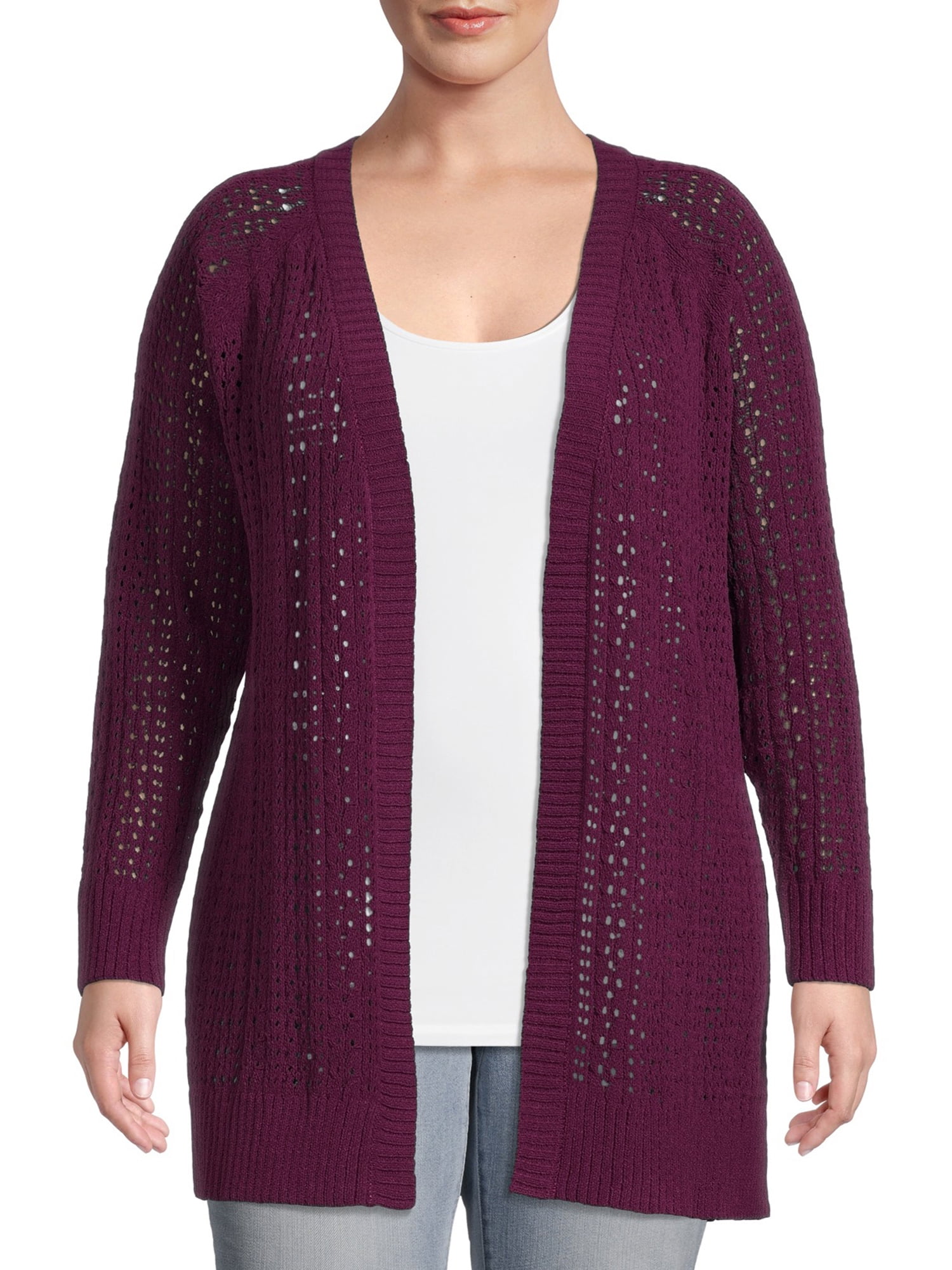 Terra & Sky Cardigan Sweater - Plus Size Lightweight Sweater - Walmart.com