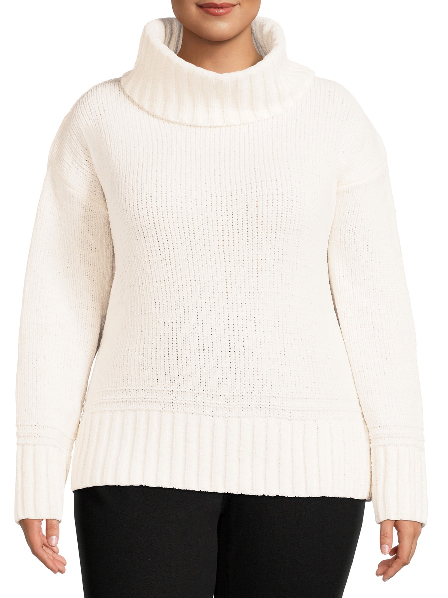 Terra & Sky Women's Plus Size Chenille Turtleneck Sweater - Walmart.com