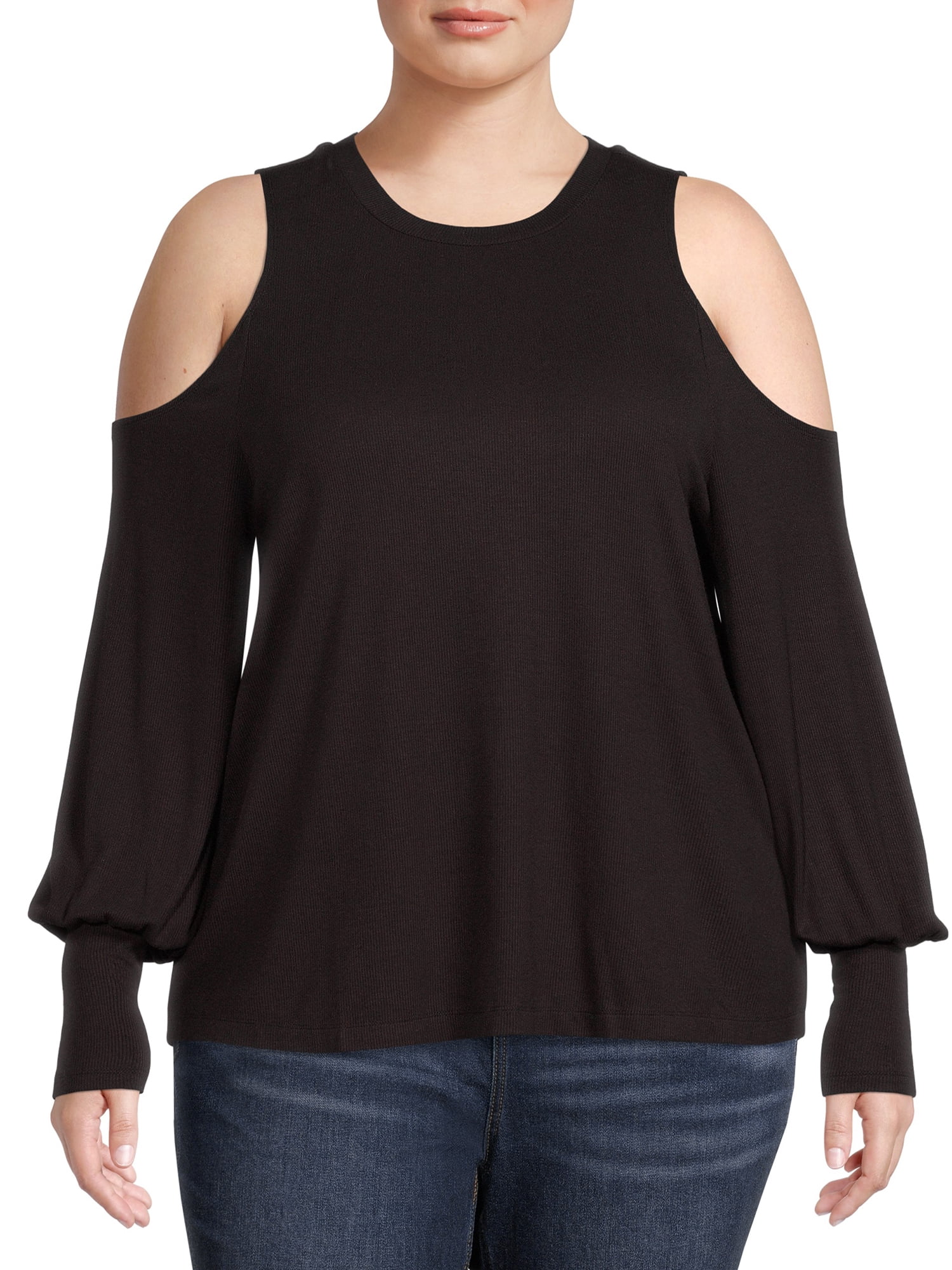 Terra & Sky Women's Plus Size Cold Shoulder Crewneck Top - Walmart.com