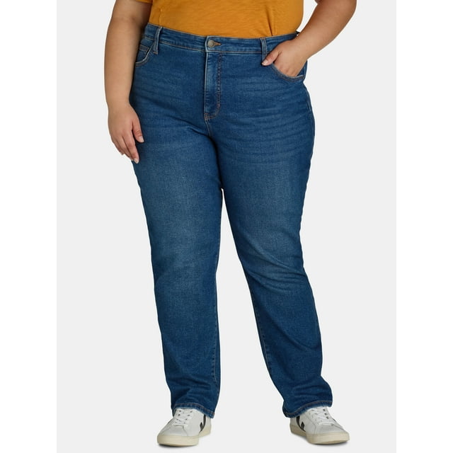 Terra & Sky Plus Size Straight Leg Jeans, Regular and Petite, Cotton ...