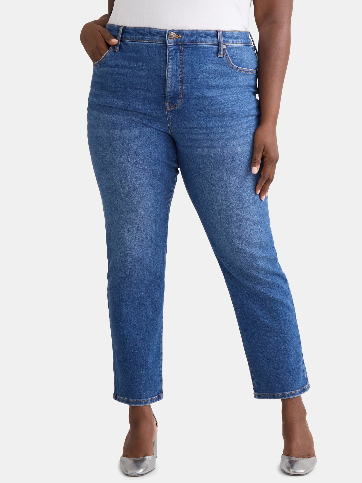 Terra & Sky Women's Plus Size Straight Leg Skinny Jeans - Walmart.com
