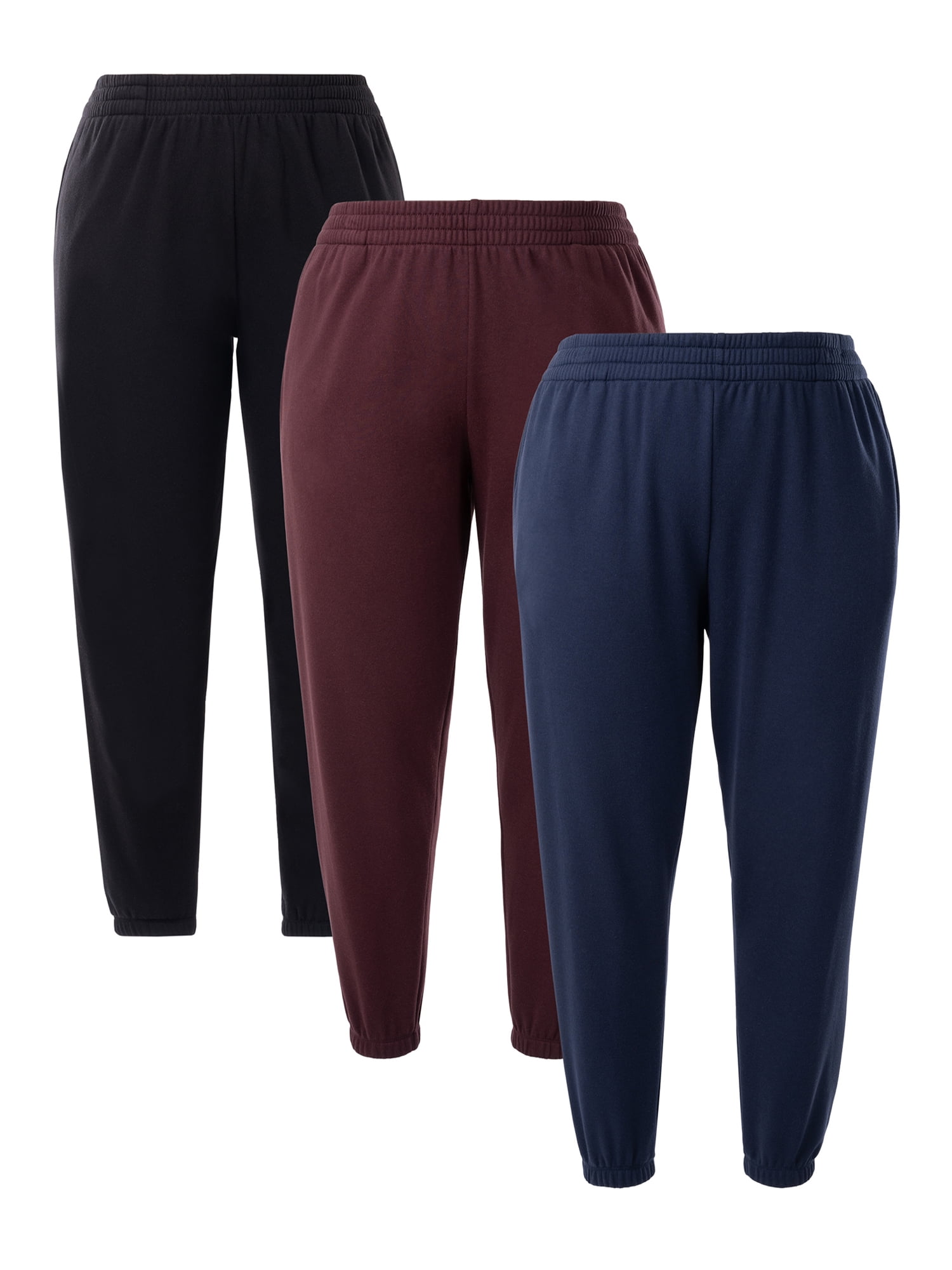 Terra & Sky Women's Plus Size Cotton Blend Fleece Sweatpants, 3-Pack ...