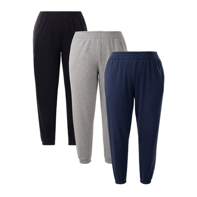 Terra & Sky Women's Plus Size Cotton Blend Fleece Sweatpants, 3-Pack ...