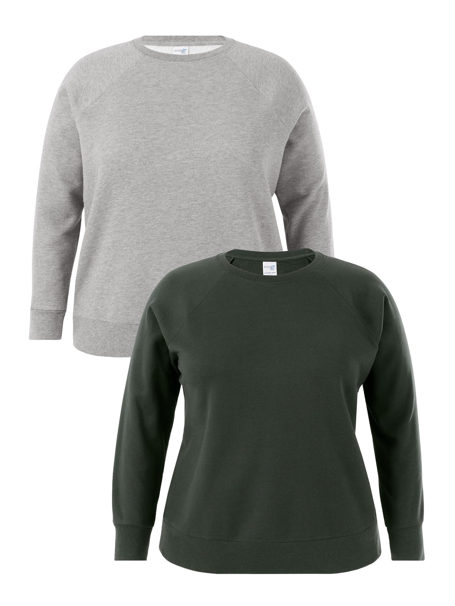 Terra & Sky Women's Plus Size Fleece Sweatshirt 2-Pack, Cotton Blend ...