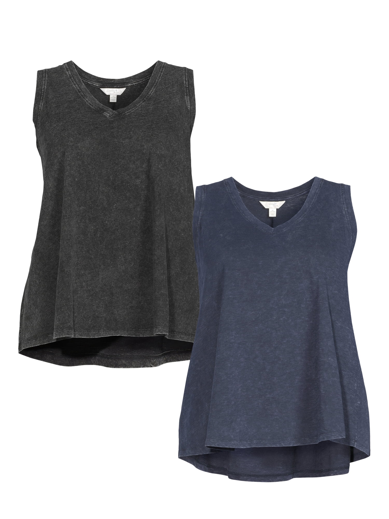 Terra & Sky Women's Plus Size Cotton Swing Tank Top, 2-Pack, Sizes 0X ...