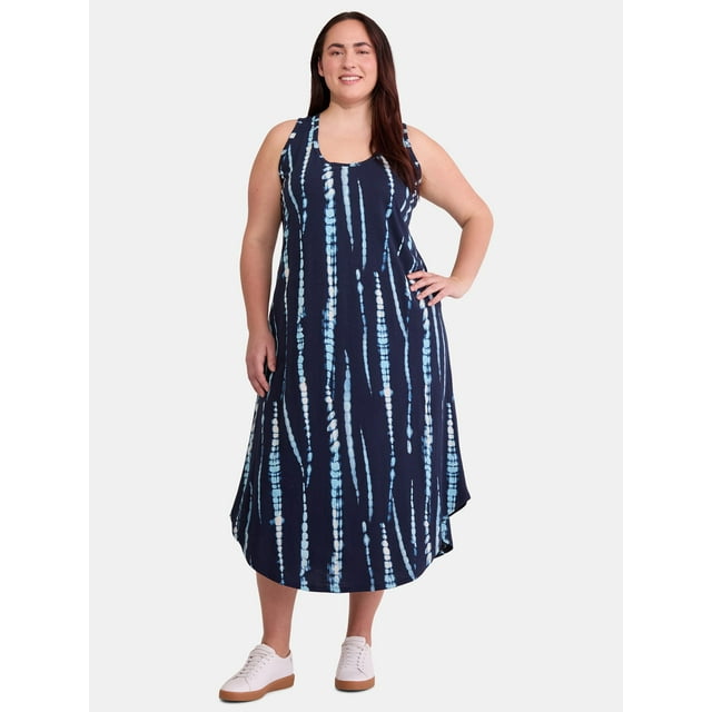 Terra & Sky Women's Plus Size Cotton Tie-Dye Tank Dress, Sizes 0X-5X ...
