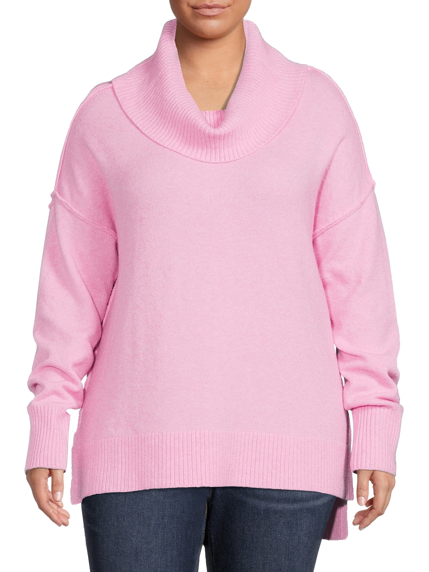 Terra & Sky Women's Plus Size Cowl Neck Tunic Sweater, Midweight ...