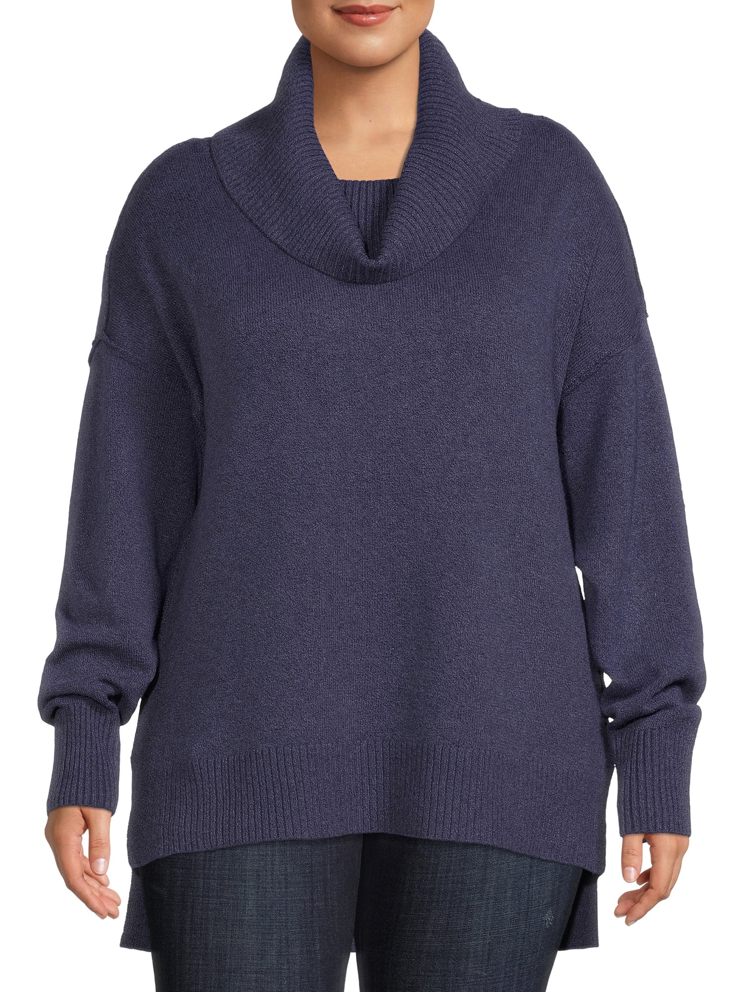 Terra & Sky Women's Plus Size Cowl Neck Tunic Sweater, Midweight ...