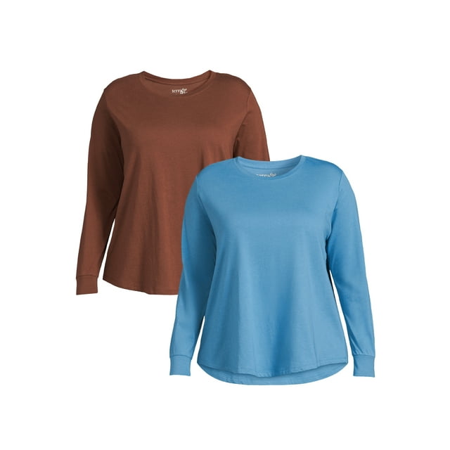 Terra And Sky Womens Plus Size Crewneck T Shirt With Long Sleeves 2