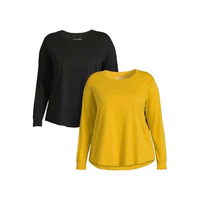 Terra And Sky Womens Plus Size Crewneck T Shirt With Long Sleeves 2