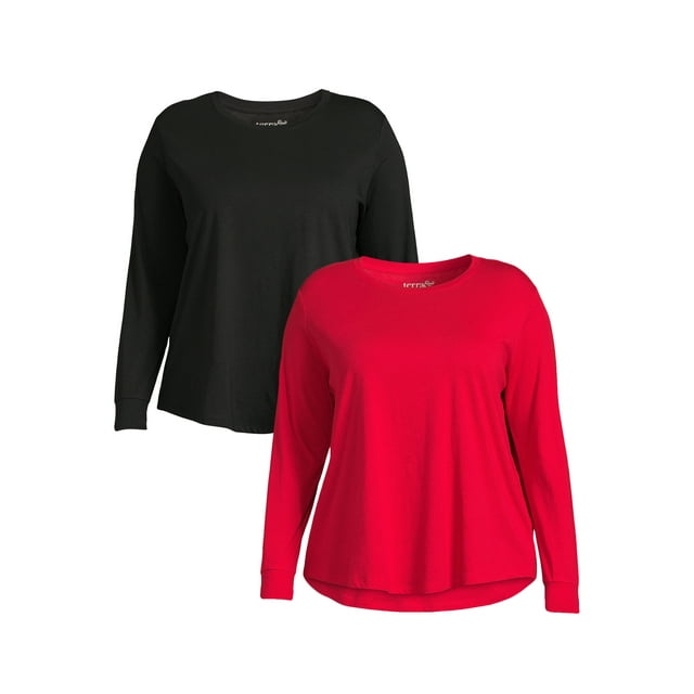 Terra And Sky Womens Plus Size Crewneck T Shirt With Long Sleeves 2