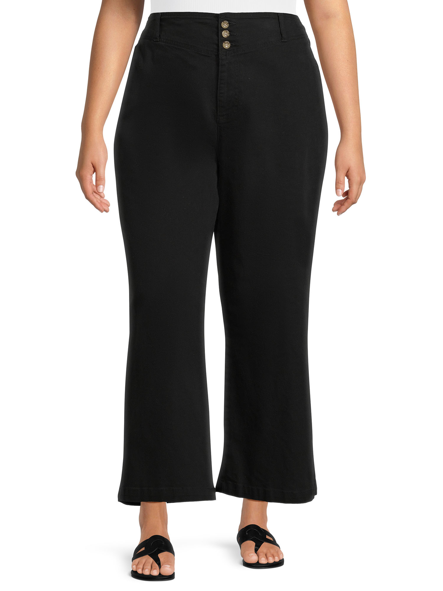 Terra Sky Women s Plus Size Cropped Wide Leg Pants 28 Inseam Terra Sky Women s Plus Size Cropped Wide Leg Pants 28 Inseam