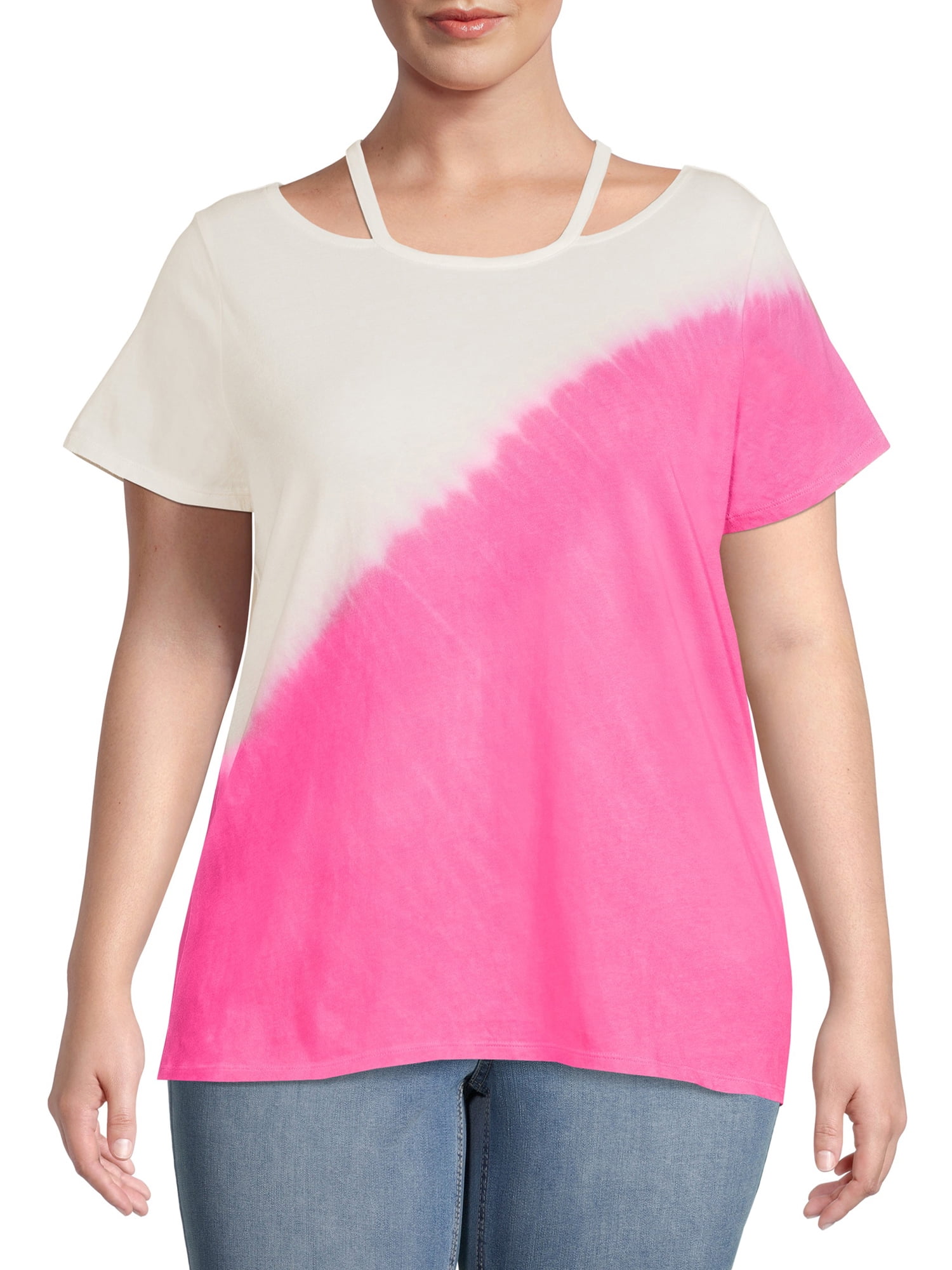 Terra & Sky Women's Plus Size Cut Out Neck Short Sleeve Top - Walmart.com