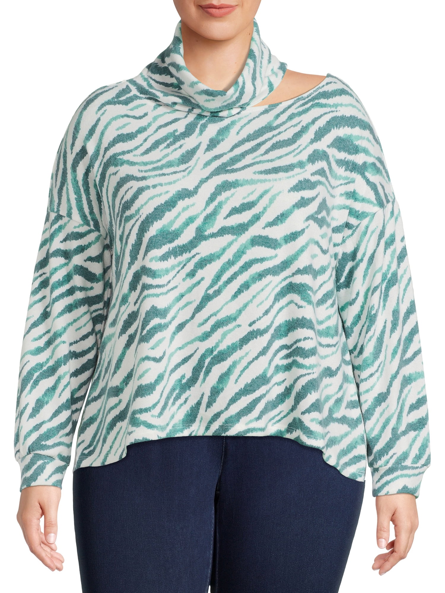 Terra & Sky Women's Plus Size Cut Out Turtleneck Top - Walmart.com