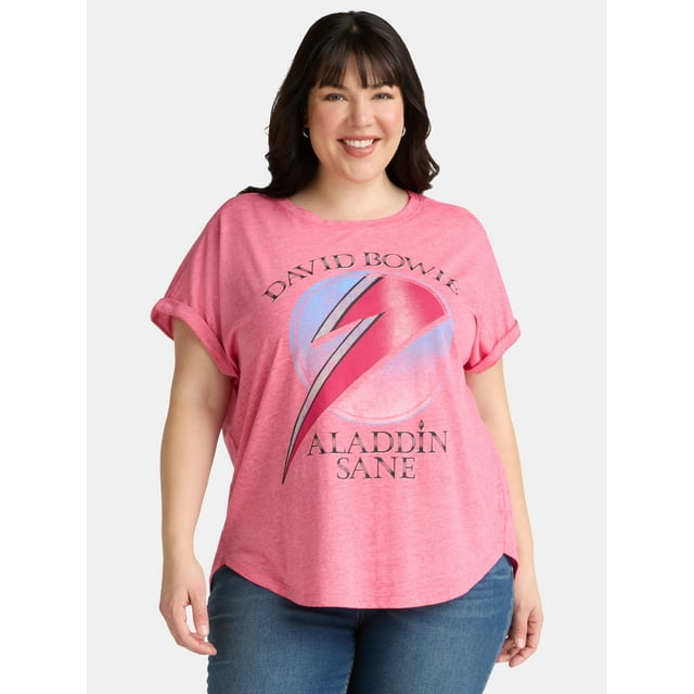 Terra & Sky Women's Plus Size David Bowie Bolt Graphic Tee, Sizes 0X-5X ...