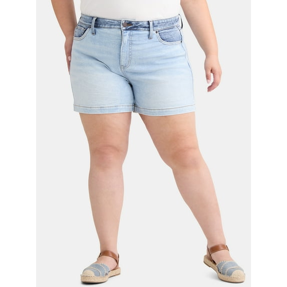 Terra & Sky Women's Plus Size Denim A-Line Shorts, 5" Inseam, Sizes 14W ...