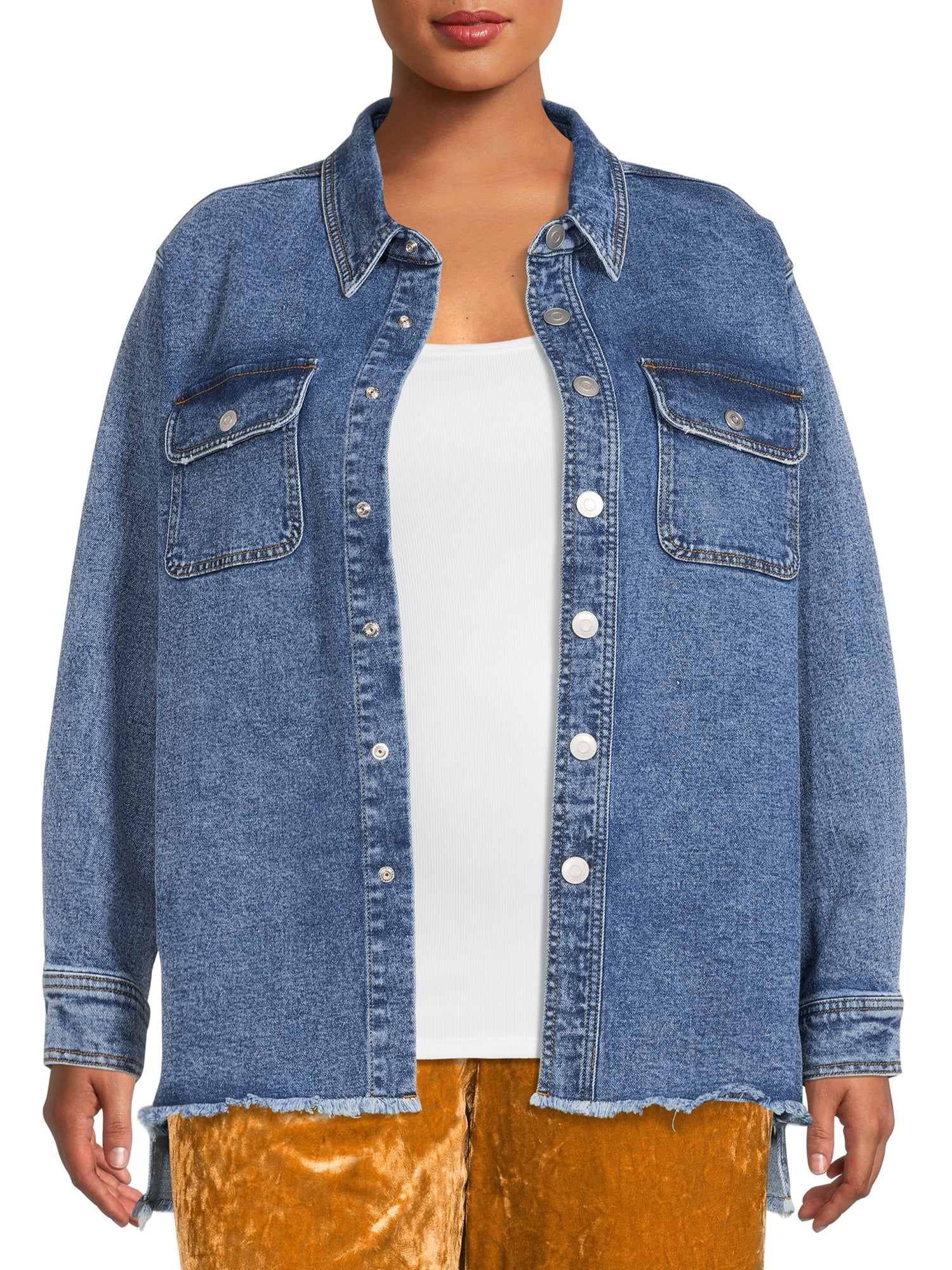 Terra & Sky Women's Plus Size Denim Shirt Jacket - Walmart.com