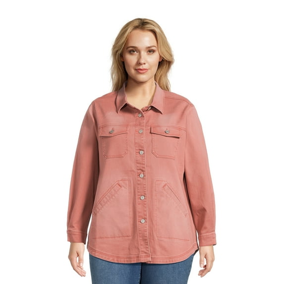 Terra & Sky Plus Size Denim Shacket - Sizes 0X-4X - Walmart.com