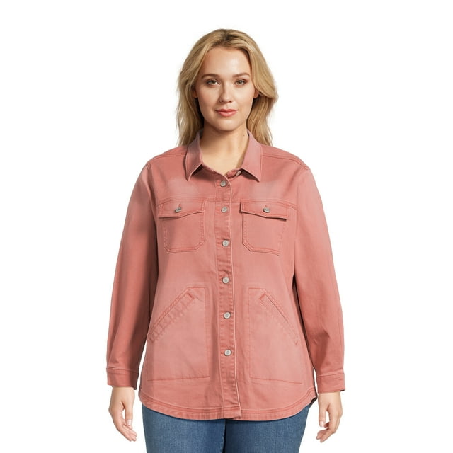 Terra & Sky Plus Size Denim Shacket - Sizes 0X-4X - Walmart.com