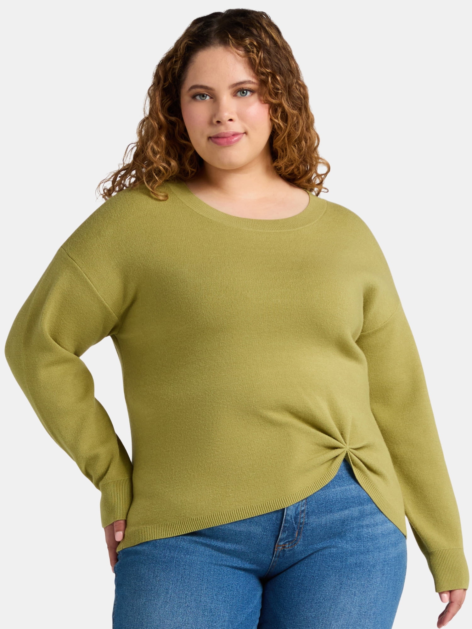 Terra & Sky Women's Plus Size Double-Knit Twist Sweater Soft Breathable ...