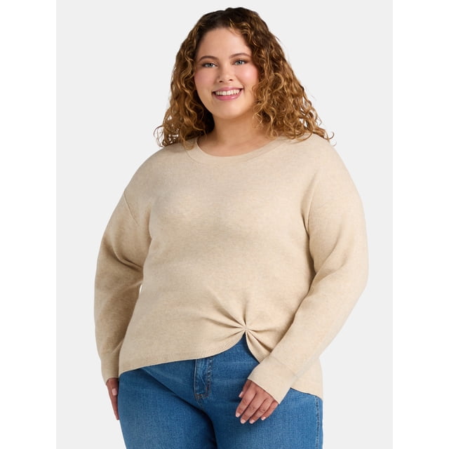 Terra & Sky Women’s Plus Size Double-Knit Twist Sweater - Walmart.com