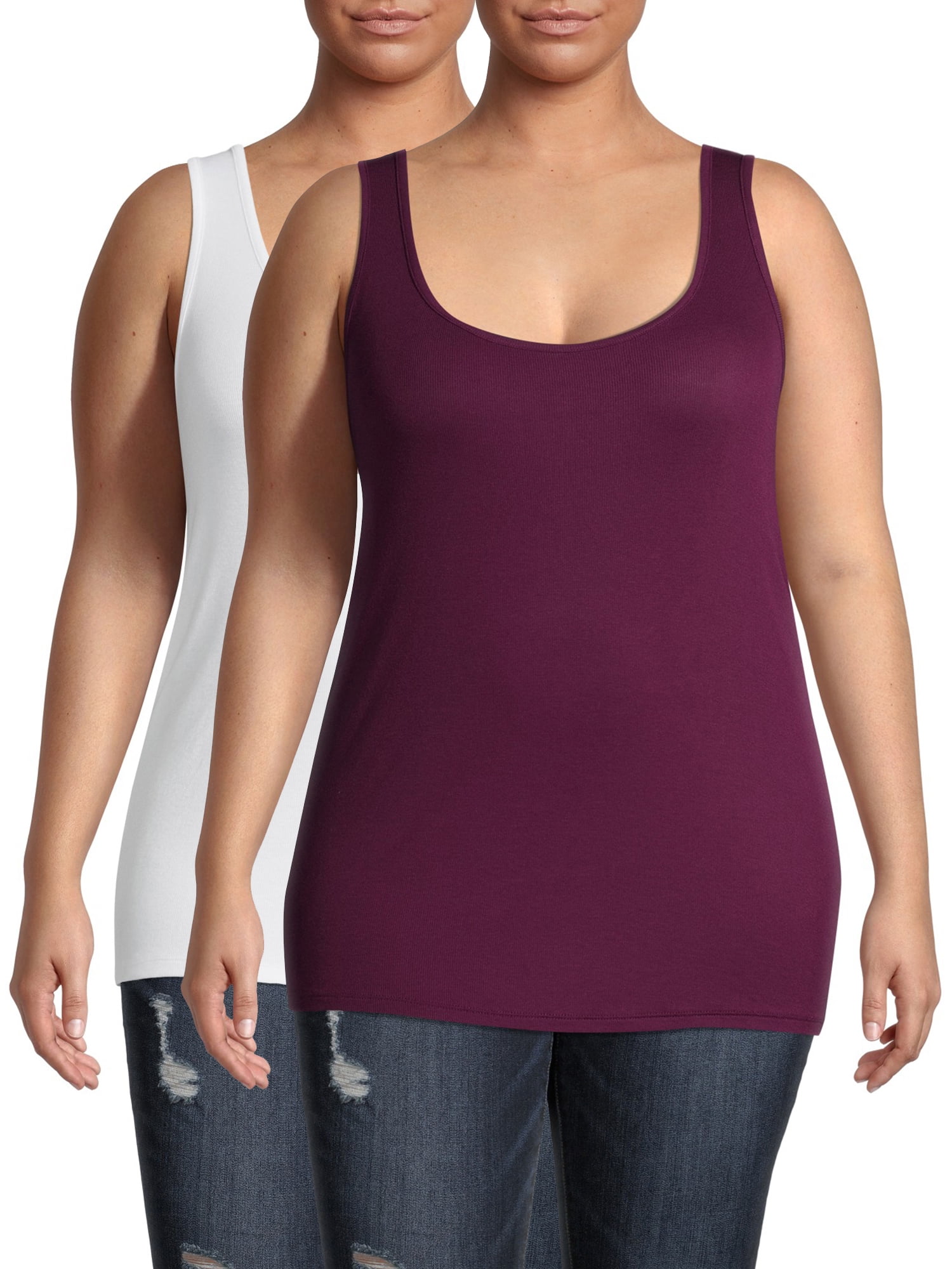 Terra & Sky Women's Plus Size Everyday Essential Layering Tank Top, 2 ...