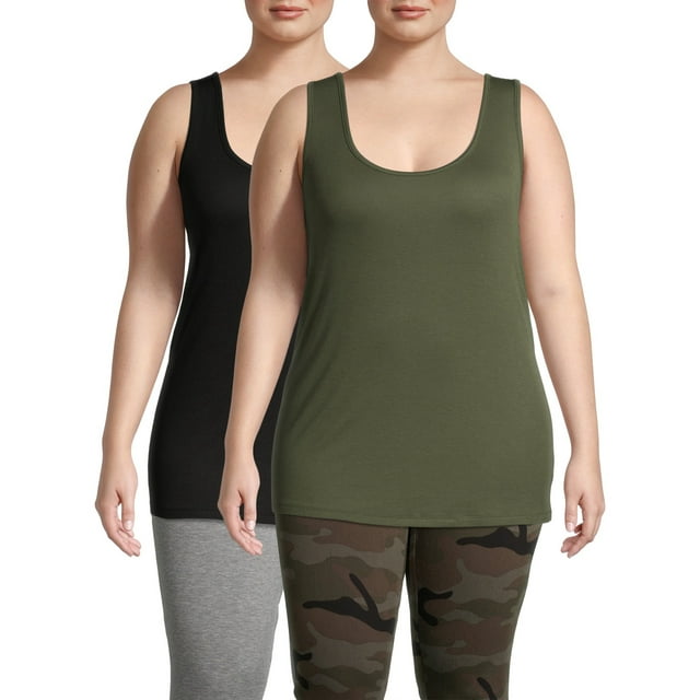 Terra & Sky Women's Plus Size Everyday Essential Layering Tank Top, 2 ...