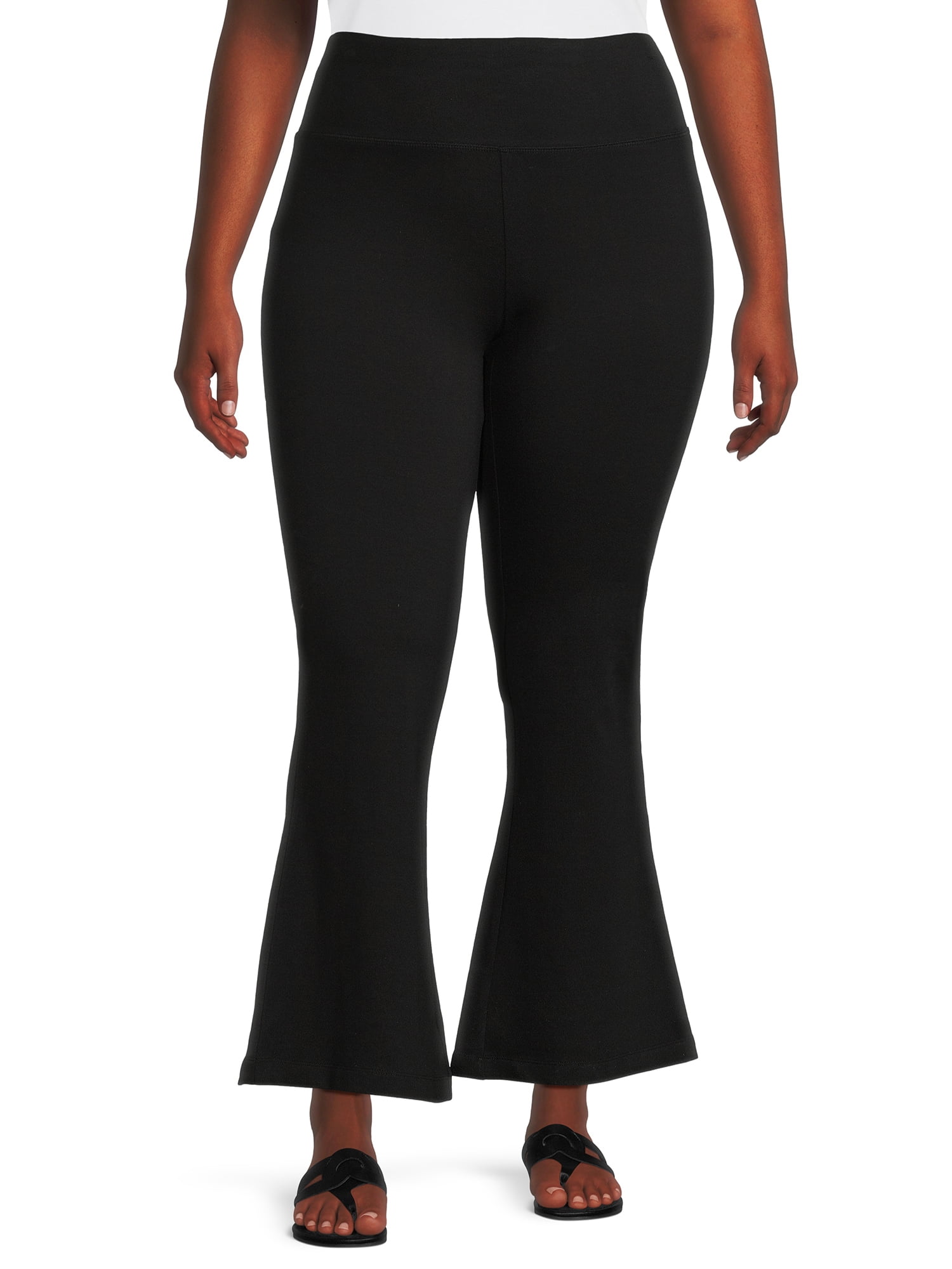 Terra & Sky Women's Plus Size Flare Leggings - Stretchy Cotton Spandex ...