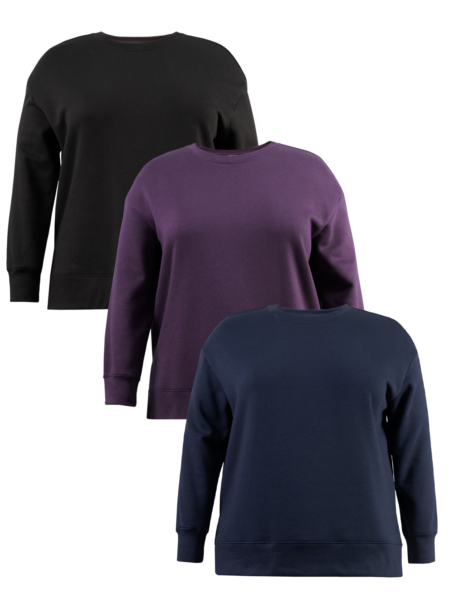 Terra & Sky Women's Plus Size Fleece Sweatshirt, 3-Pack (0X-4X ...
