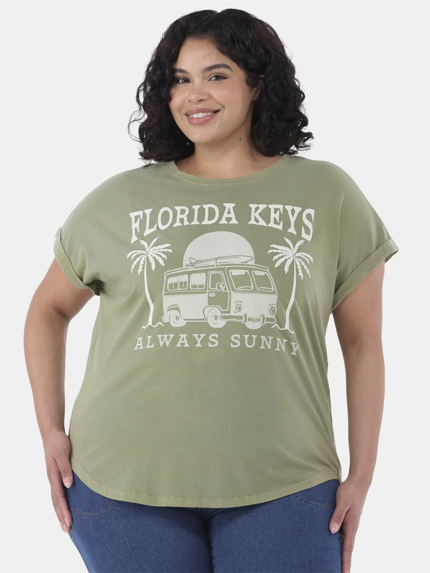 Terra & Sky Women's Plus Size Florida Keys Graphic Tee with Short ...